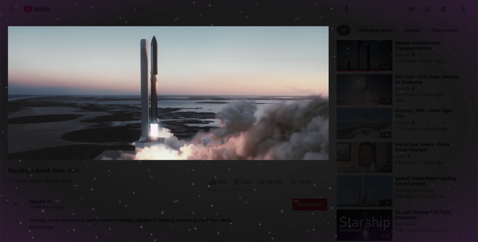 🚀 Watch SpaceX Live video with this 1000 Sparkling Space Dynamic Background