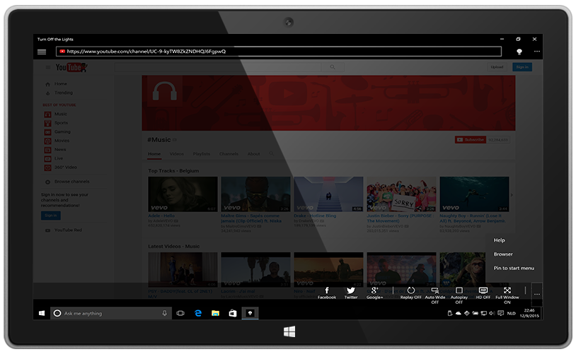 Turn Off the Lights Windows Store - Tablet Mode
