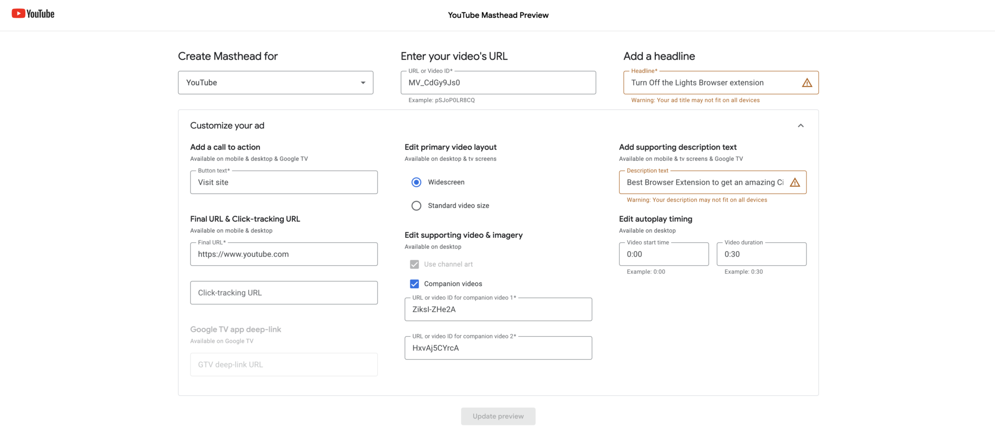 How to advertise on YouTube masthead banner on YouTube website (and ...